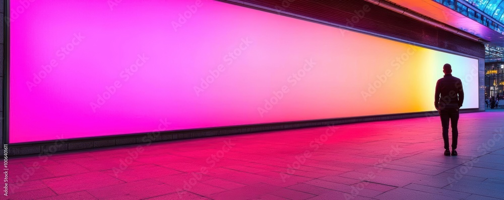 Bright billboard featuring a bold product launch at a concert venue ...