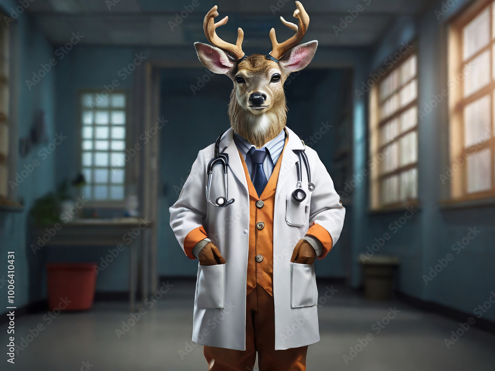animal deer in a chef's costume in the kitchen AI generatedanimal deer ...