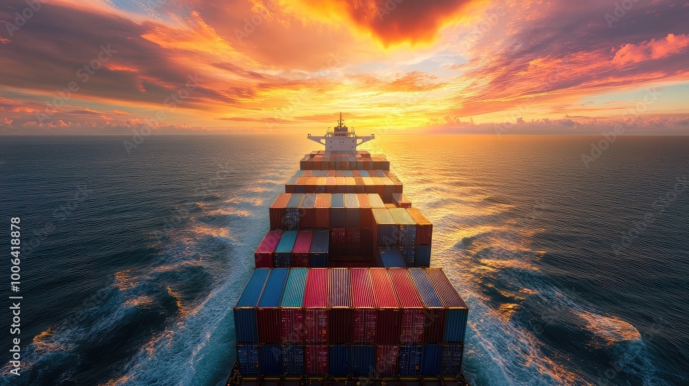 Stock-Illustration „Global shipping route featuring a large container ...