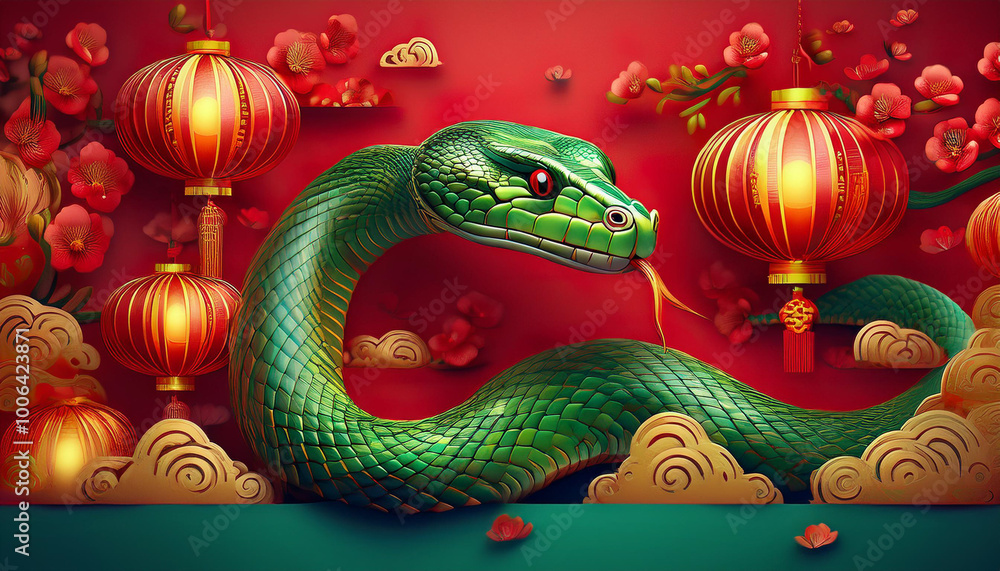 Happy new year 2025, year of the snake concept. Happy Chinese New Year ...