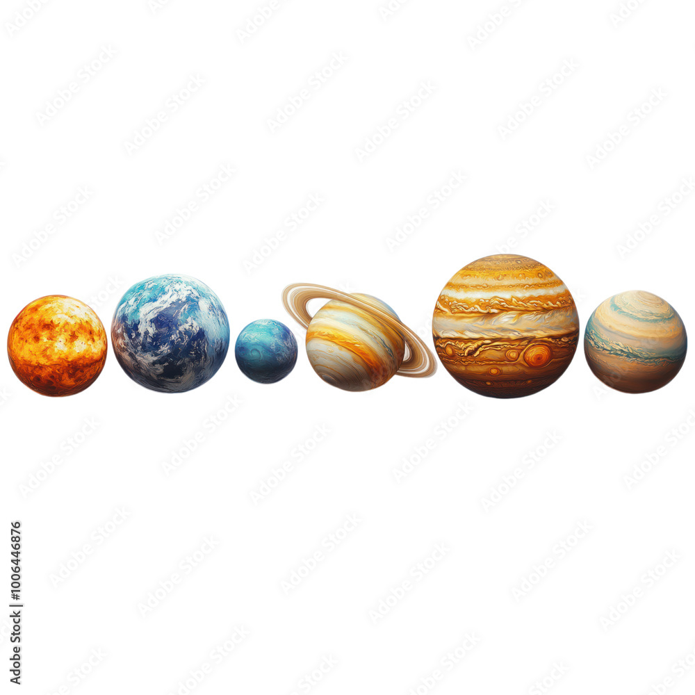 Planets in the Solar System Isolated on a Transparent Background Stock ...