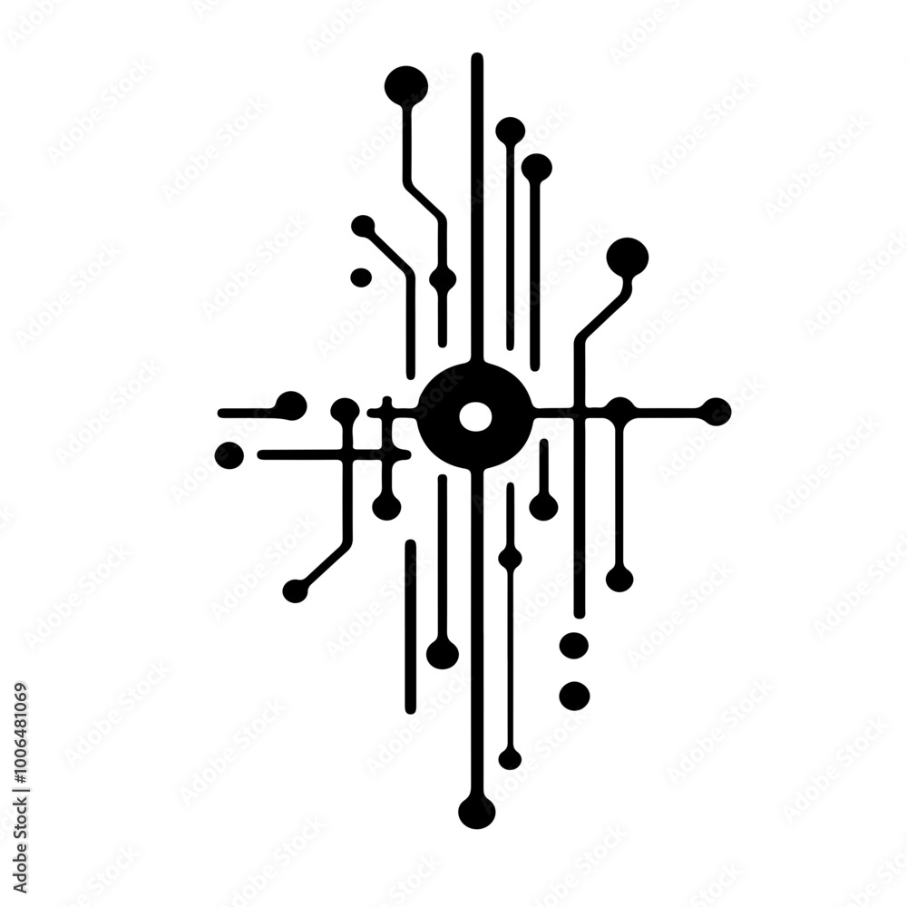 Simple black electrical circuit line drawing Stock Vector | Adobe Stock