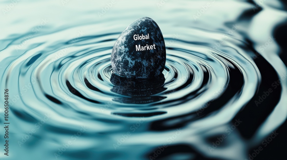 Ripple Effect of Decline: A stone labeled "Global Market" drops into a ...