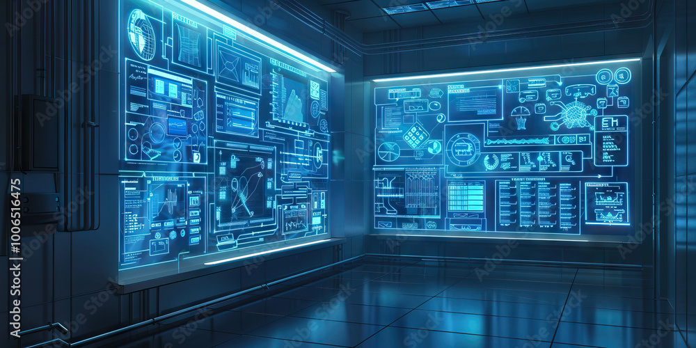 Hospital IT Department Wall: Covered in network diagrams, cybersecurity ...