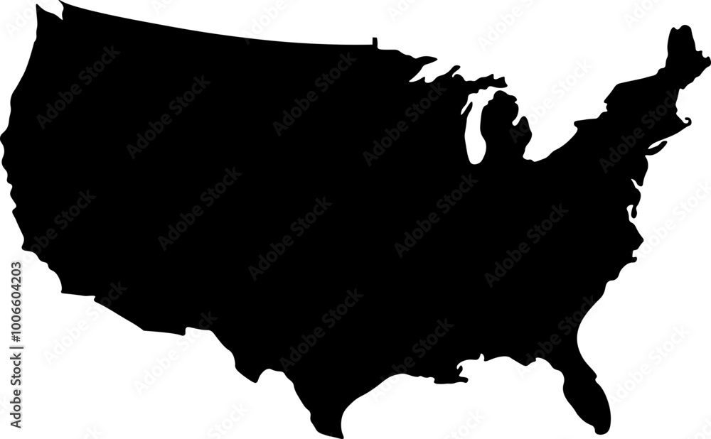 Continental United States Silhouette Outline Graphic Design with ...