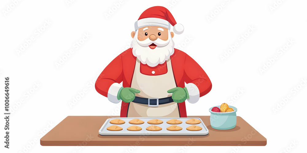 Seamless Background Design: Flat Santa Baking Eco-Conscious Organic ...