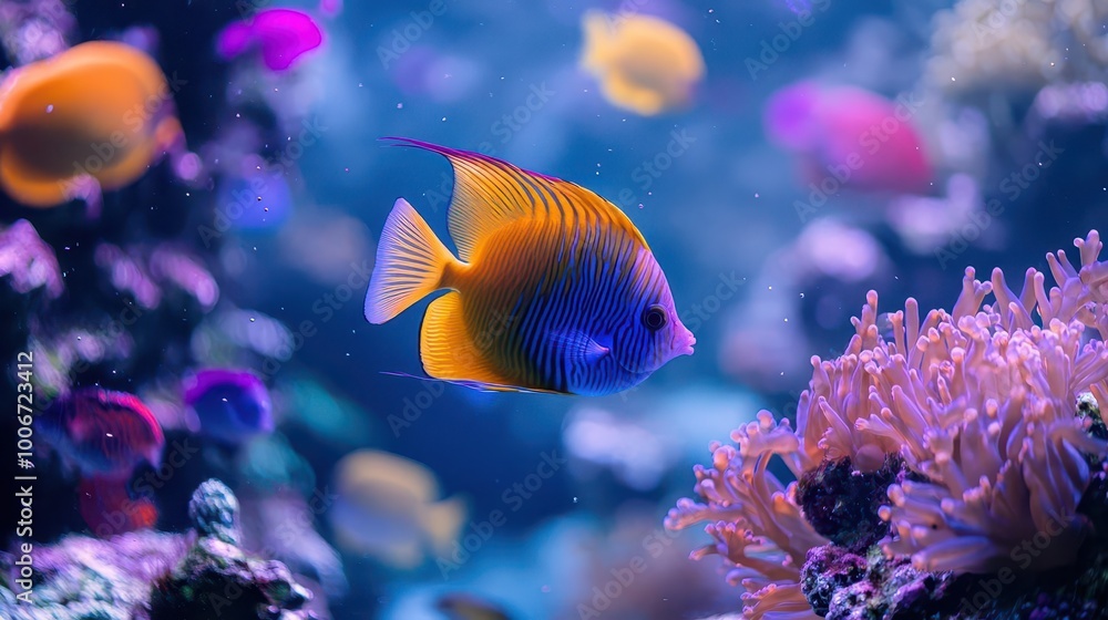 stunning underwater scene of tropical fish in a crystal-clear aquarium ...