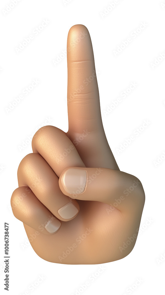 3D illustration of a hand with one finger pointing up. Perfect for ...