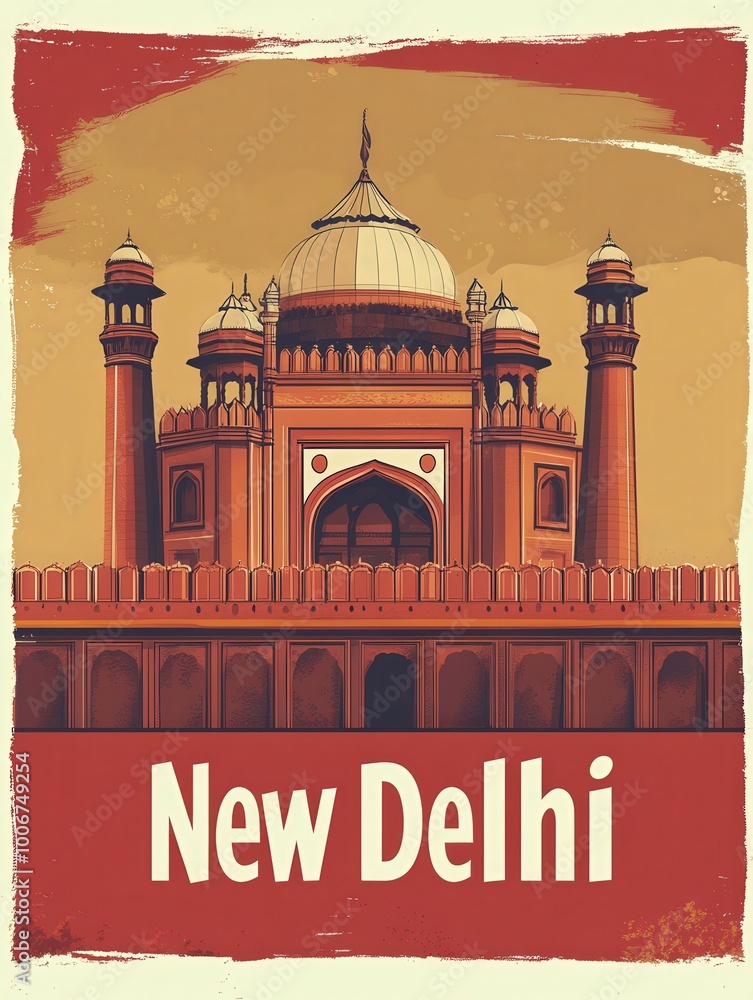 Experience the beauty of New Delhi in this retro travel poster ...