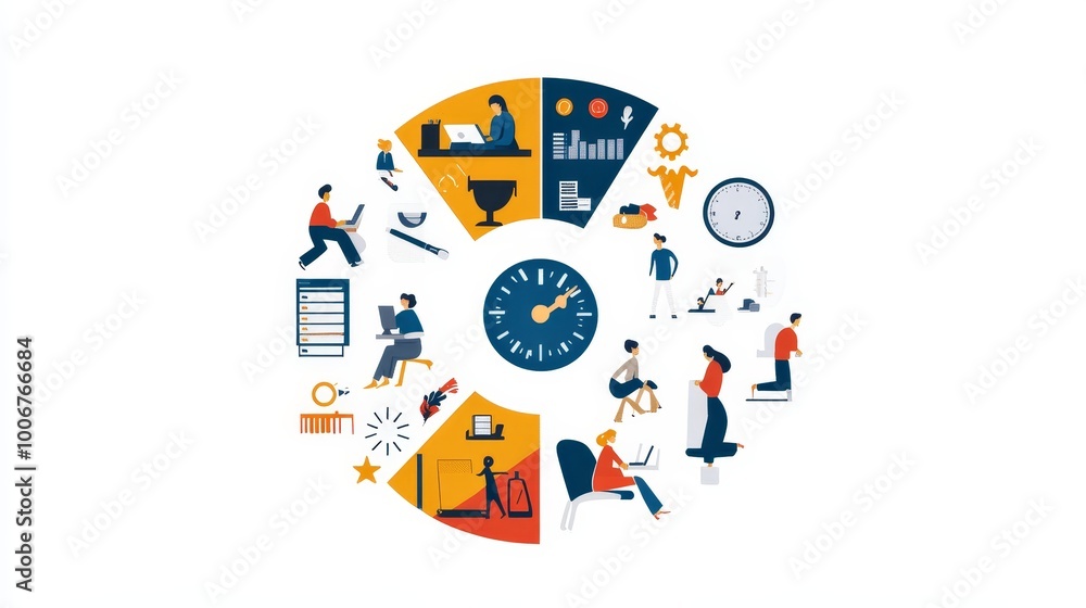 An infographic illustrating various daily life activities encapsulated ...