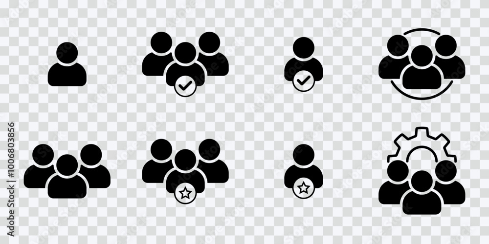 "Organization icon set with hierarchy, teamwork, leadership, and ...