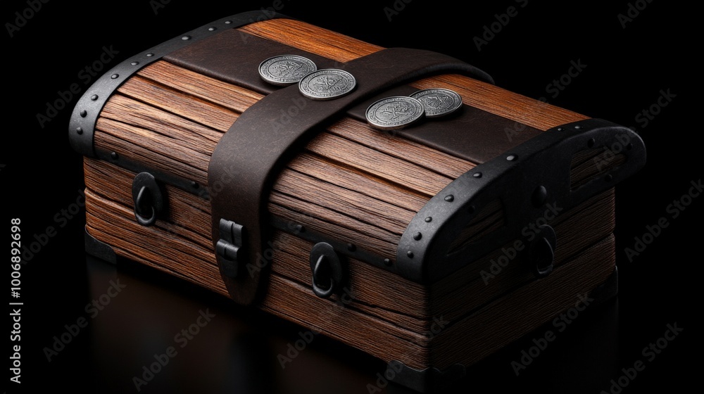 Treasure Chest of Riches: A 3D rendered image of an antique wooden ...