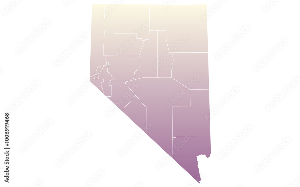 Ilustração Nevada administrative map. counties map of Nevada, blank Map ...
