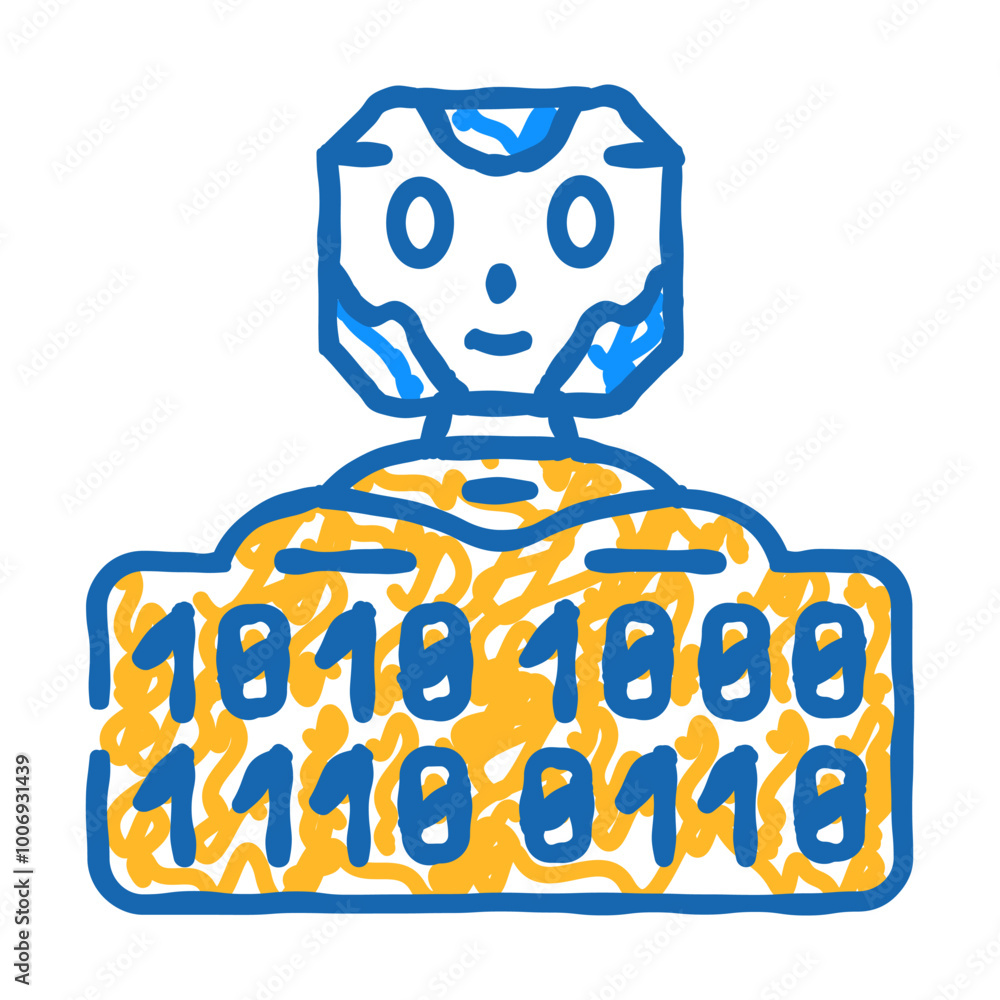 digital chat bot doodle icon sketch vector. digital chat bot sign ...
