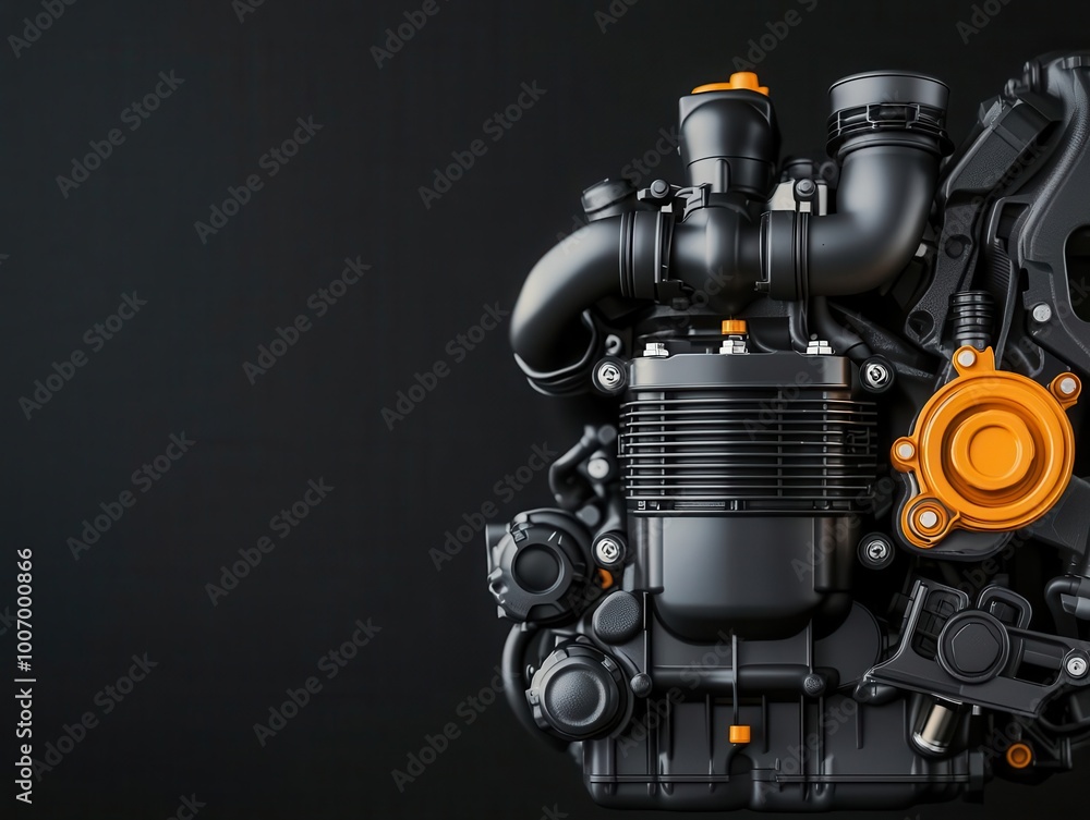 Cross-section of a supercharged engine with emphasis on power output ...
