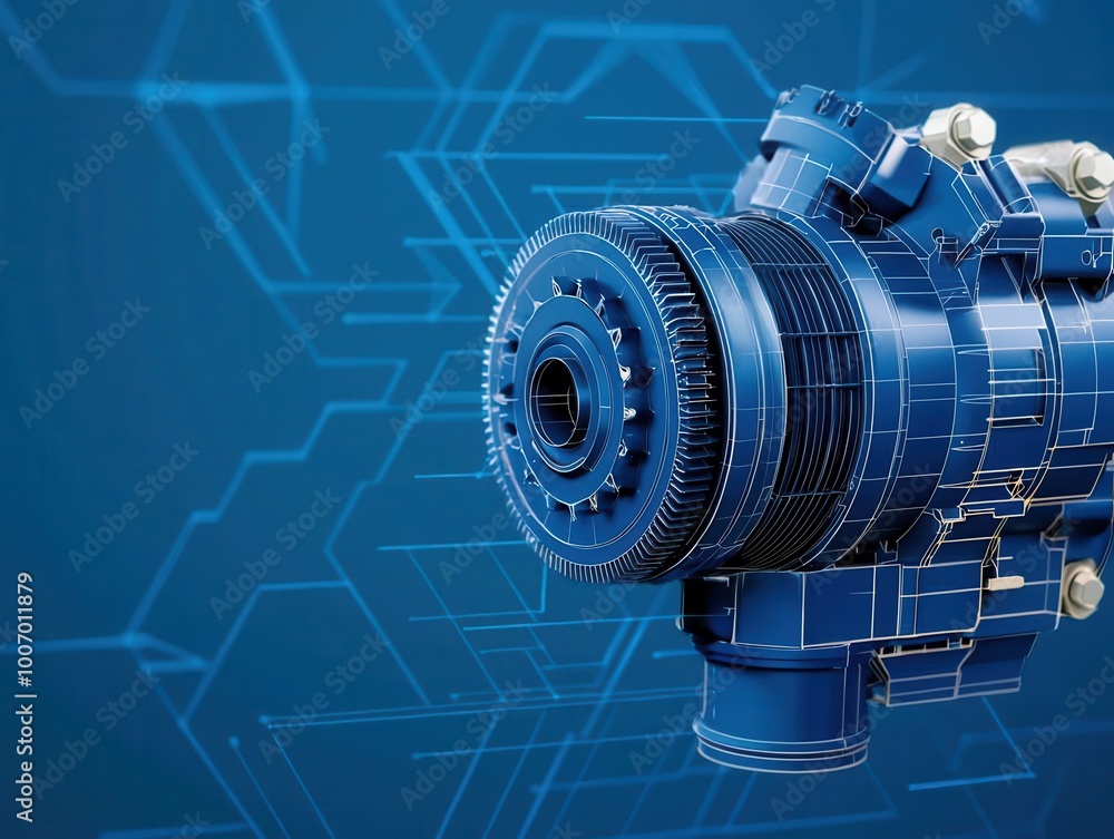 A digital blueprint of a machine s transmission system with diagrams of ...