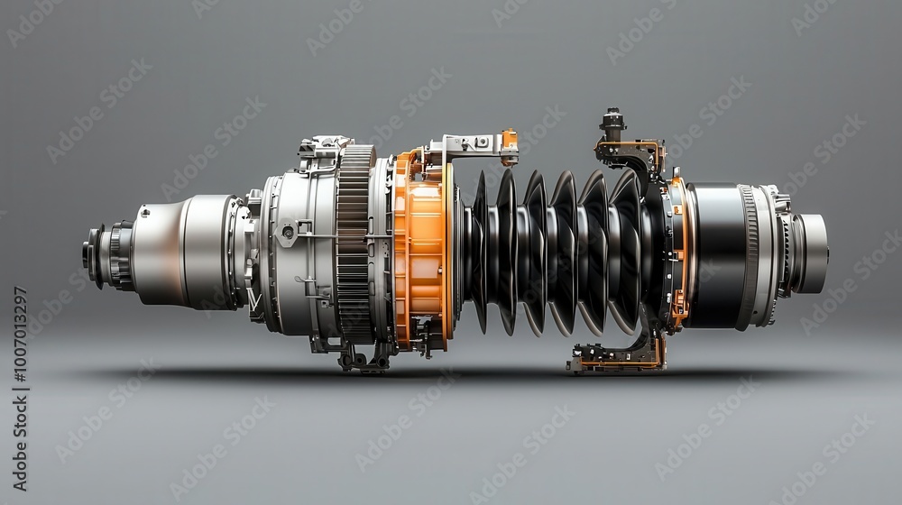 Cross-section of a turbine engine showing blade movement and energy ...