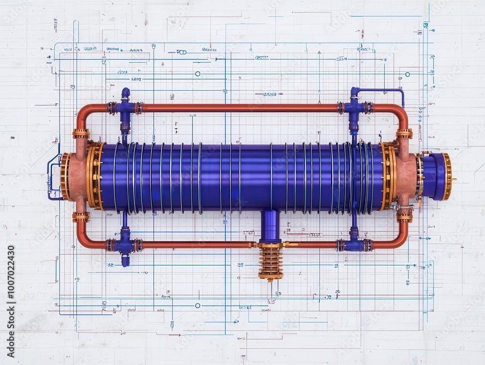 Schematic of a machine's heat exchanger system, illustrating thermal ...