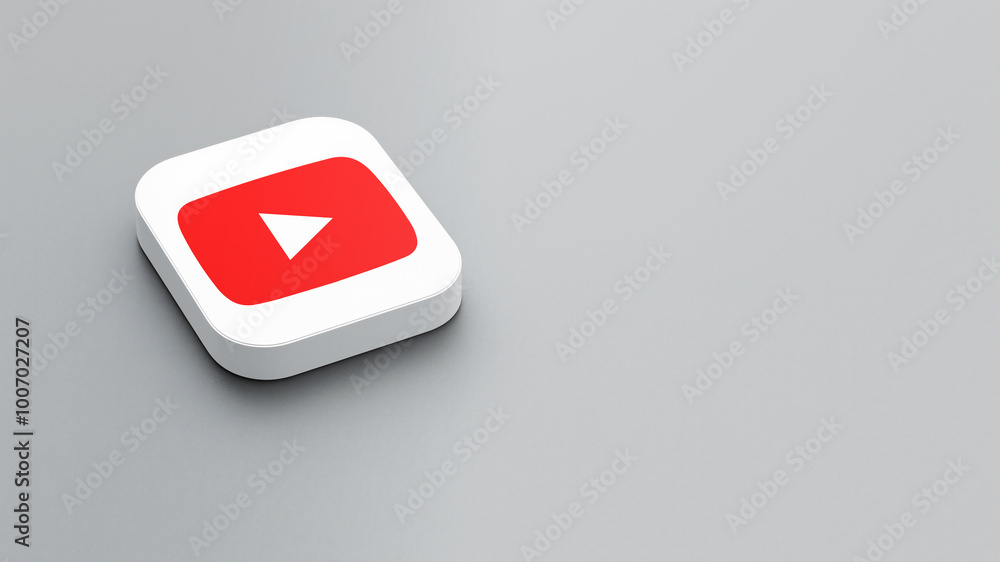 An icon of the Google YouTube logo on a gray background, a white square ...