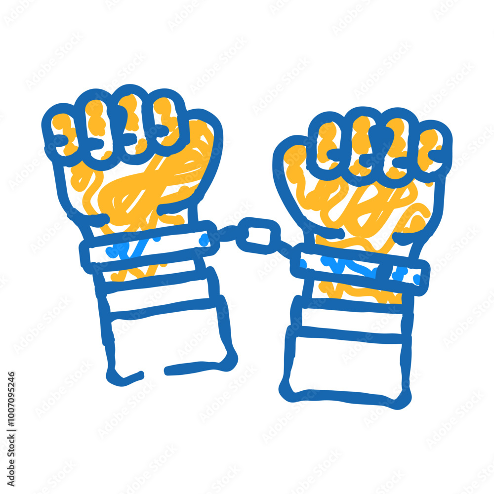 handcuffed hands crime doodle icon sketch vector. handcuffed hands ...