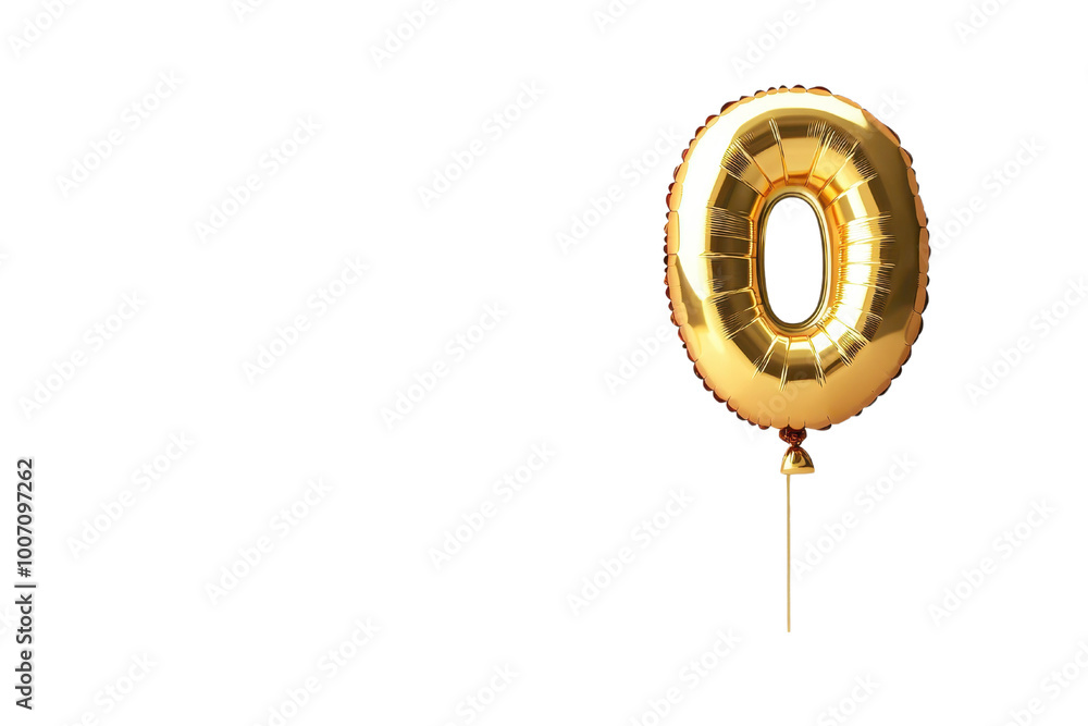 Shiny gold balloon in the shape of the number zero, perfect for ...