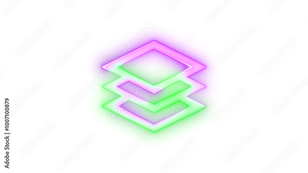 Neon icon map layers symbol transparent background, Glow neon icon ...