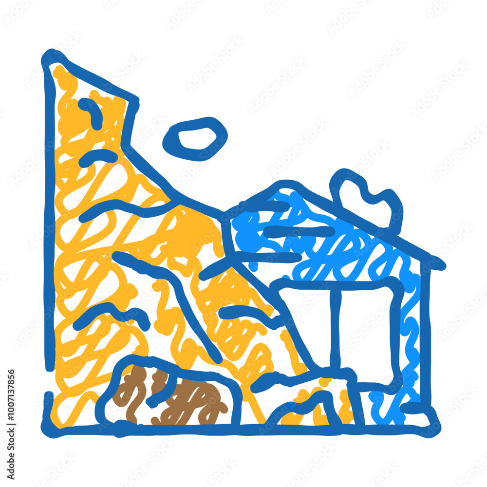 landslide disaster doodle icon sketch vector. landslide disaster sign ...