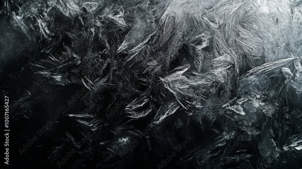 Frozen pattern on winter glass. Blue ice frost background, texture blue ...