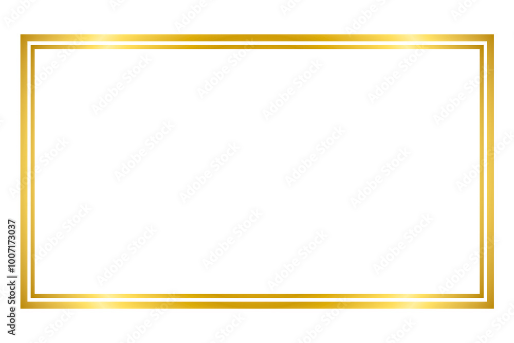 Golden rectangle frame isolated on transparent background. Shining gold ...