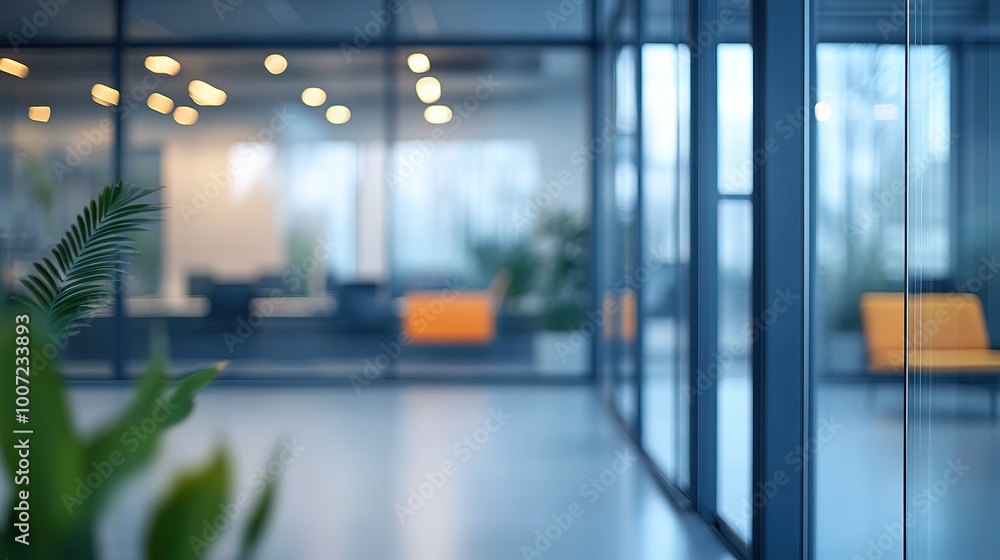 Beautiful Modern office blurred background of interior in gray tones ...