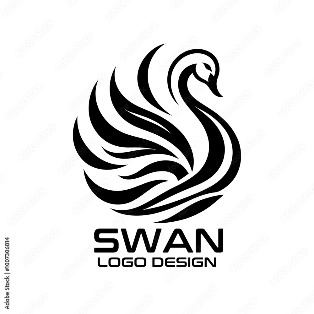 Swan Vector Logo Design Stock Vector | Adobe Stock