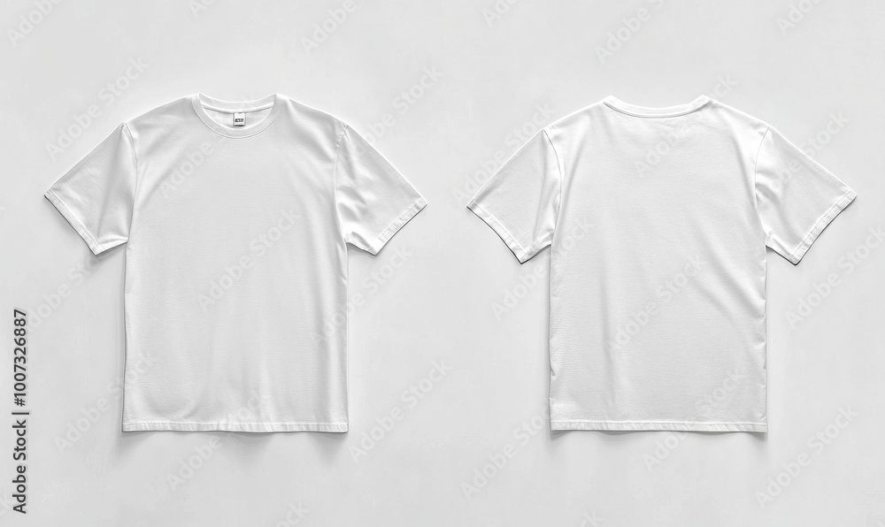 Ilustración de Stock Blank white t-shirt mockup flat lay, front and ...