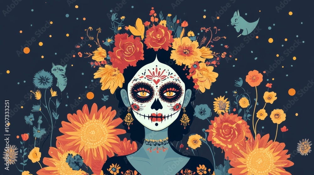 DÃ­a de los Muertos, Mexican holiday Day of the Dead and Halloween ...