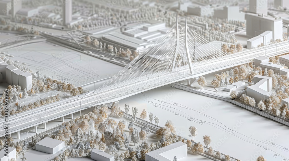 Architectural vision of a 3d model bridge project featuring detailed ...