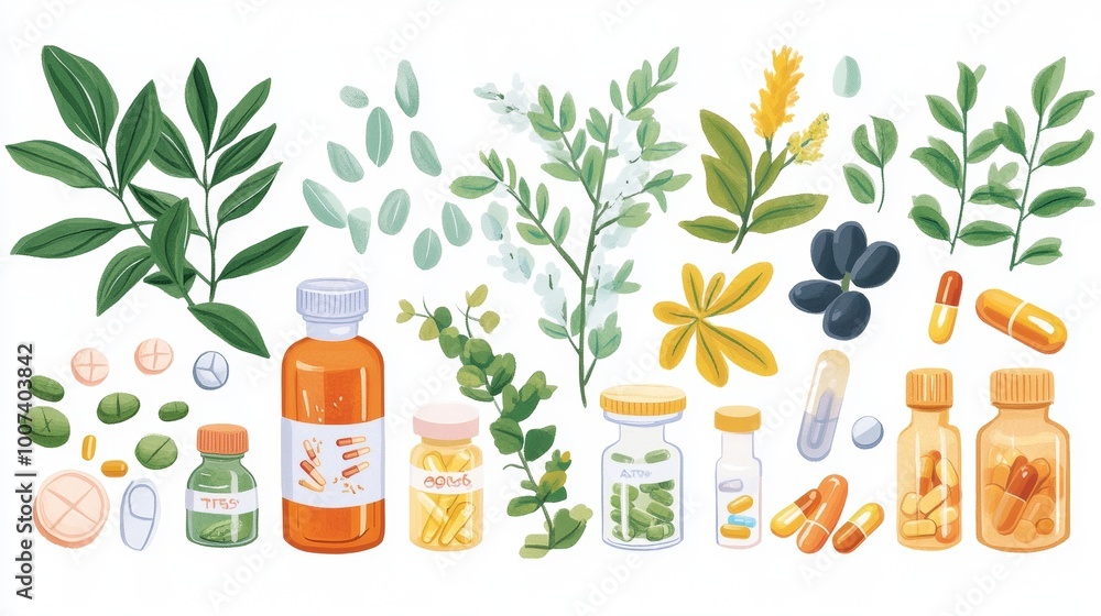 This illustration shows different types of medicines made from living ...