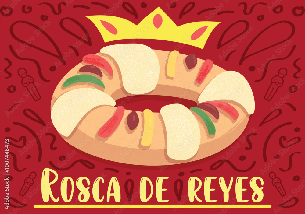 Ilustración Rosca de reyes magos. Tradición católica México Stock ...
