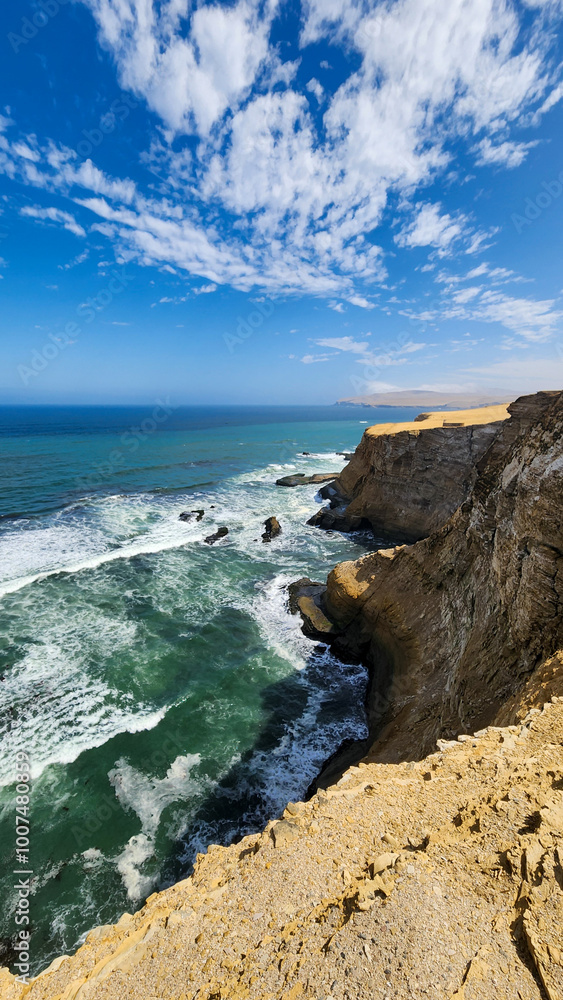 CLIFF TO THE SEA.. PARACAS NATIONAL RESERVE. PERU. Stock Photo | Adobe ...