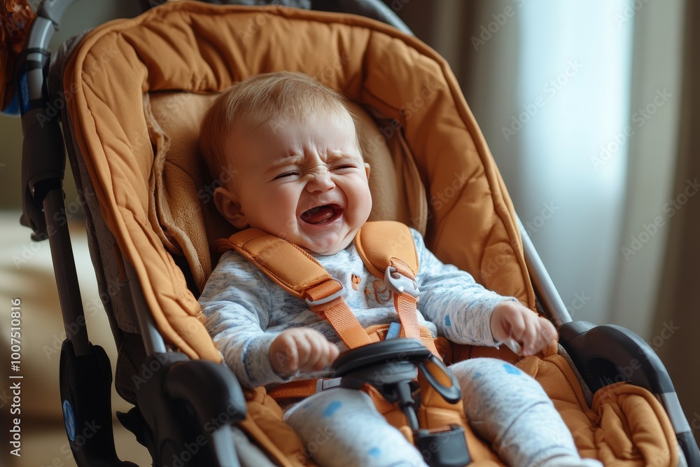 Infant crying in stroller inside home a common scenario for new parents ...