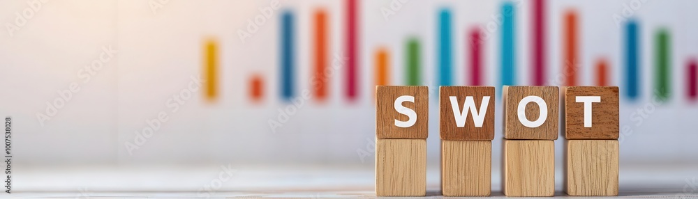 SWOT analysis blocks with colorful graph background, ideal for business ...