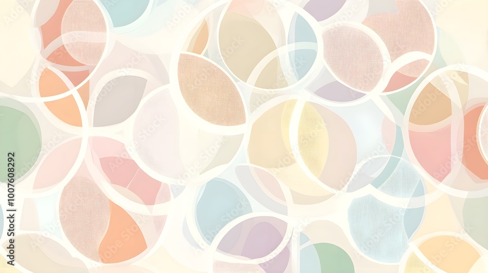 A detailed vector pattern of interlocking circles and lines in a light ...