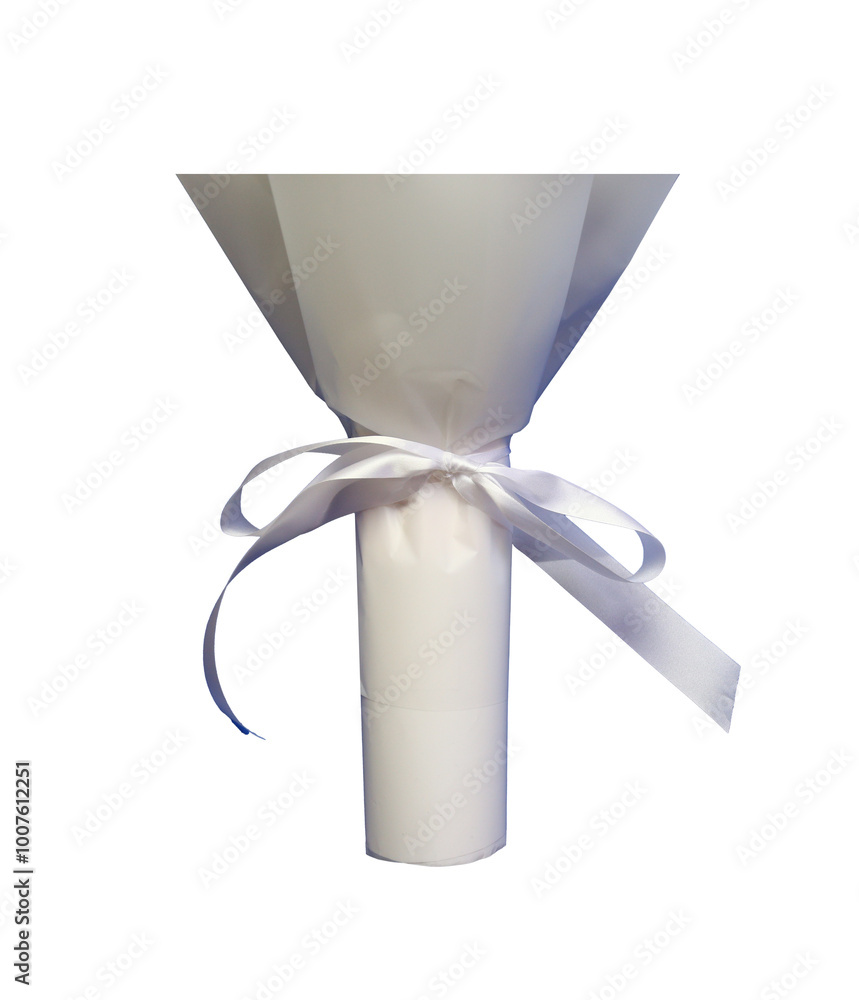 Elegant white paper cone wrapped for Flower bouquet handles with ...