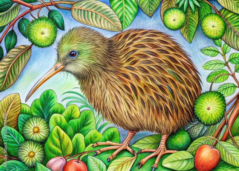Fun Kiwi Bird Coloring Page for Kids and Adults to Enjoy Creative Art ...