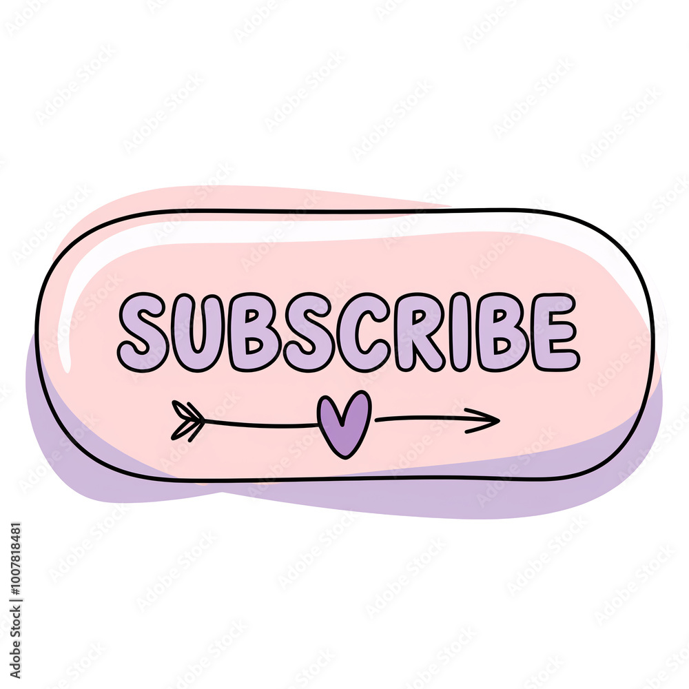 Pastel pink subscribe button with a heart and arrow icon, featuring ...