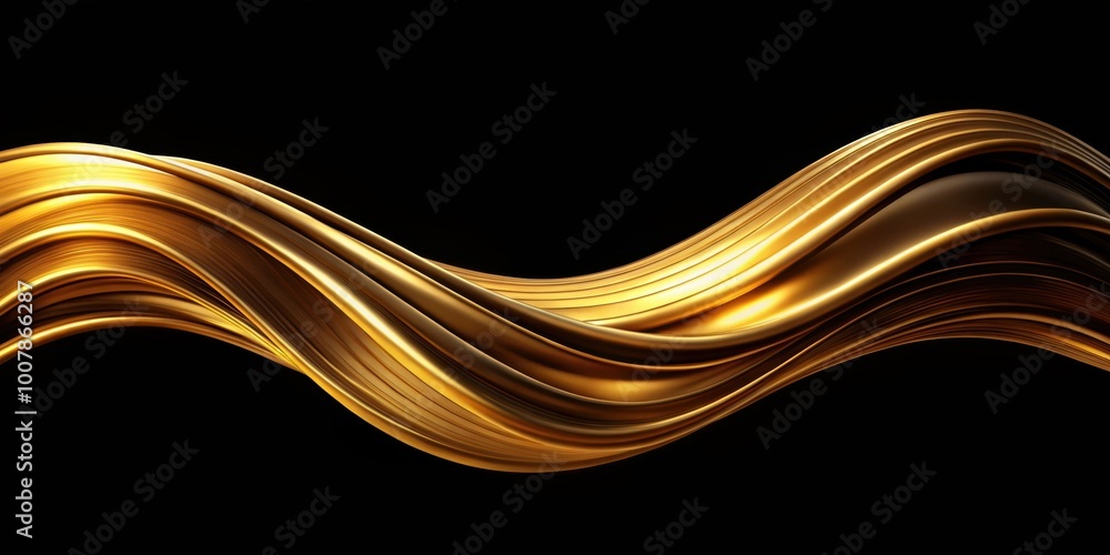 Elegant gold wave textures on a black background, perfect for upscale ...