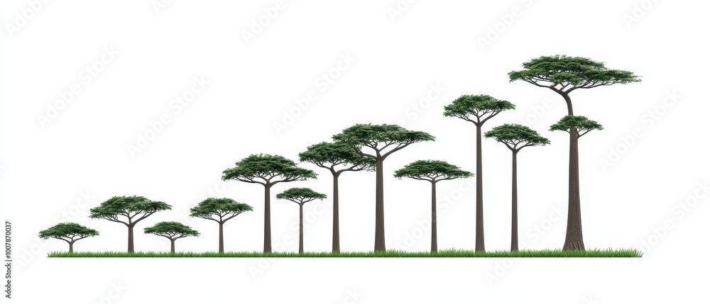 A visual progression of trees illustrating growth stages, showcasing ...
