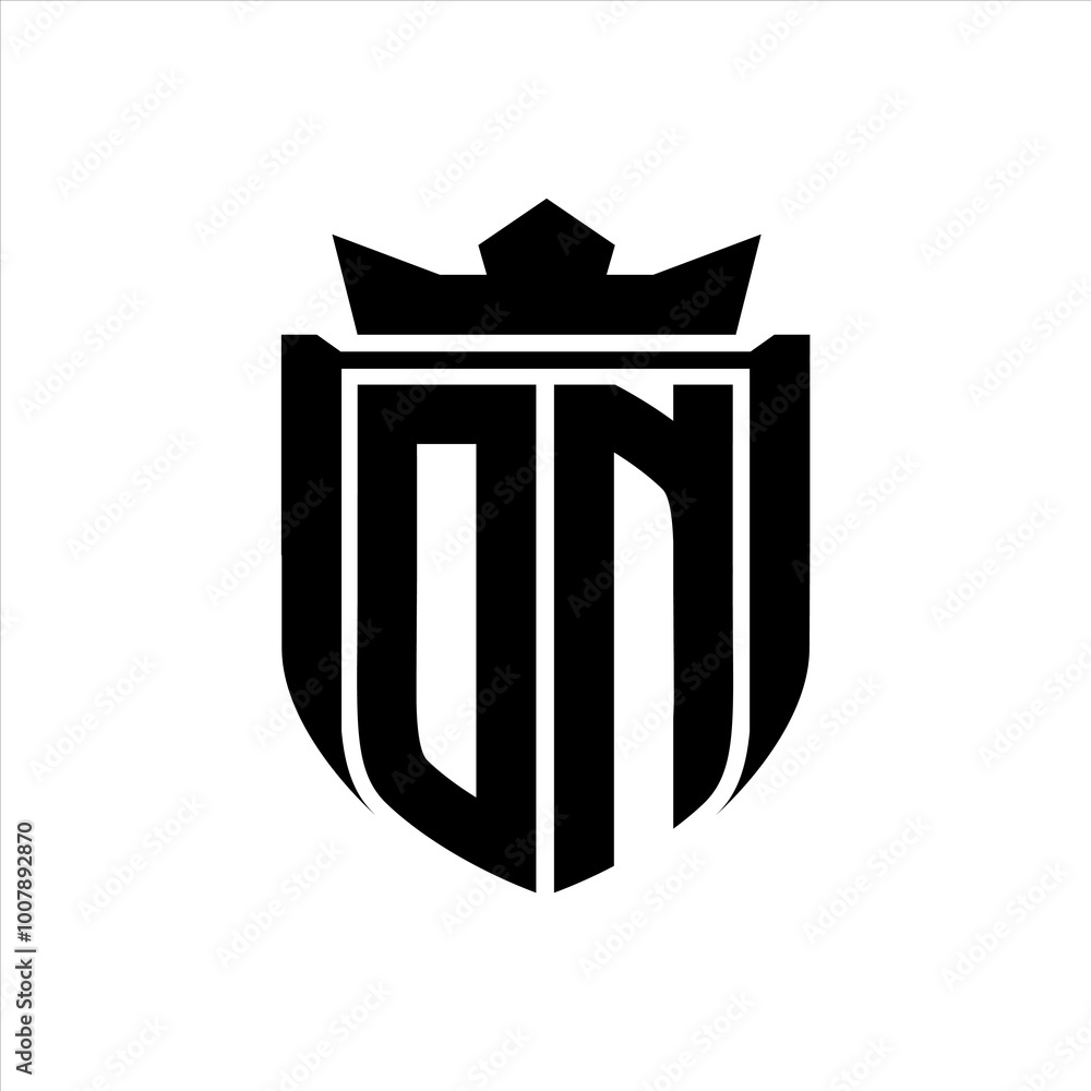 DN Logo with shield shape inside shield badge crown on white background ...