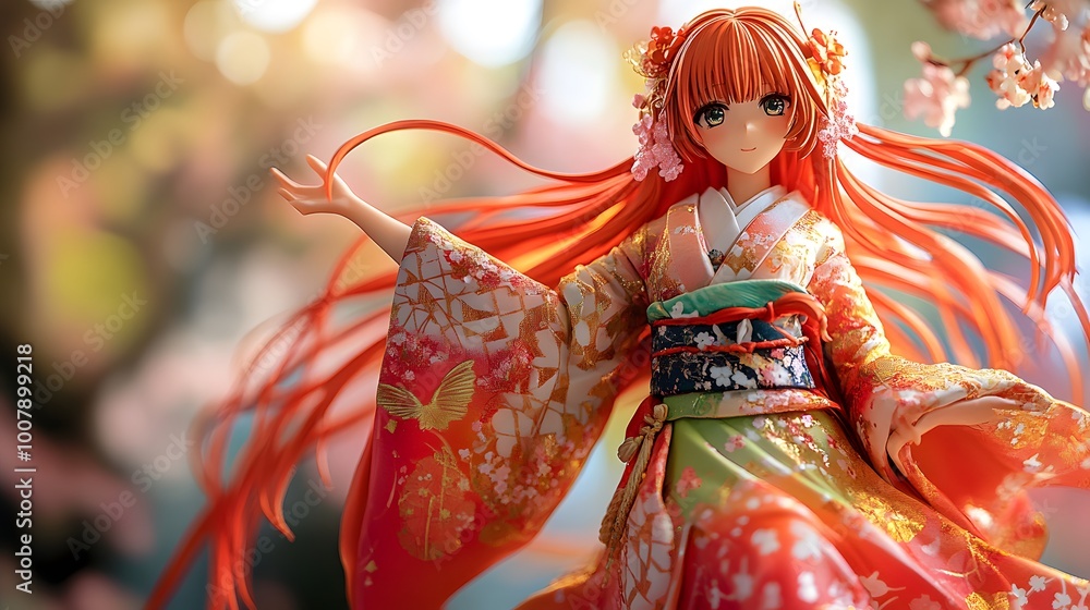 Highly detailed anime figure with flowing outfit and poseable joints ...