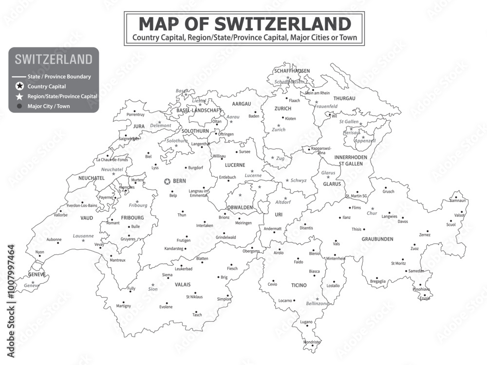 European Country Geography Political map. Political map of country with ...