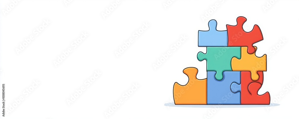 Puzzle elements coming together with teamwork collaborative workspace ...