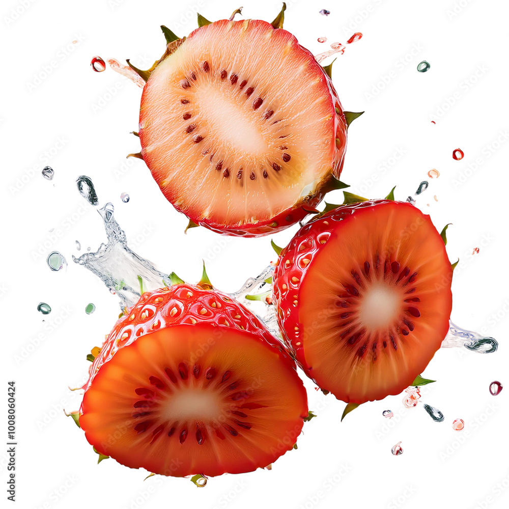 Strawberry Sliced Layer Isolated Transparent Fresh Strawberry Slice ...